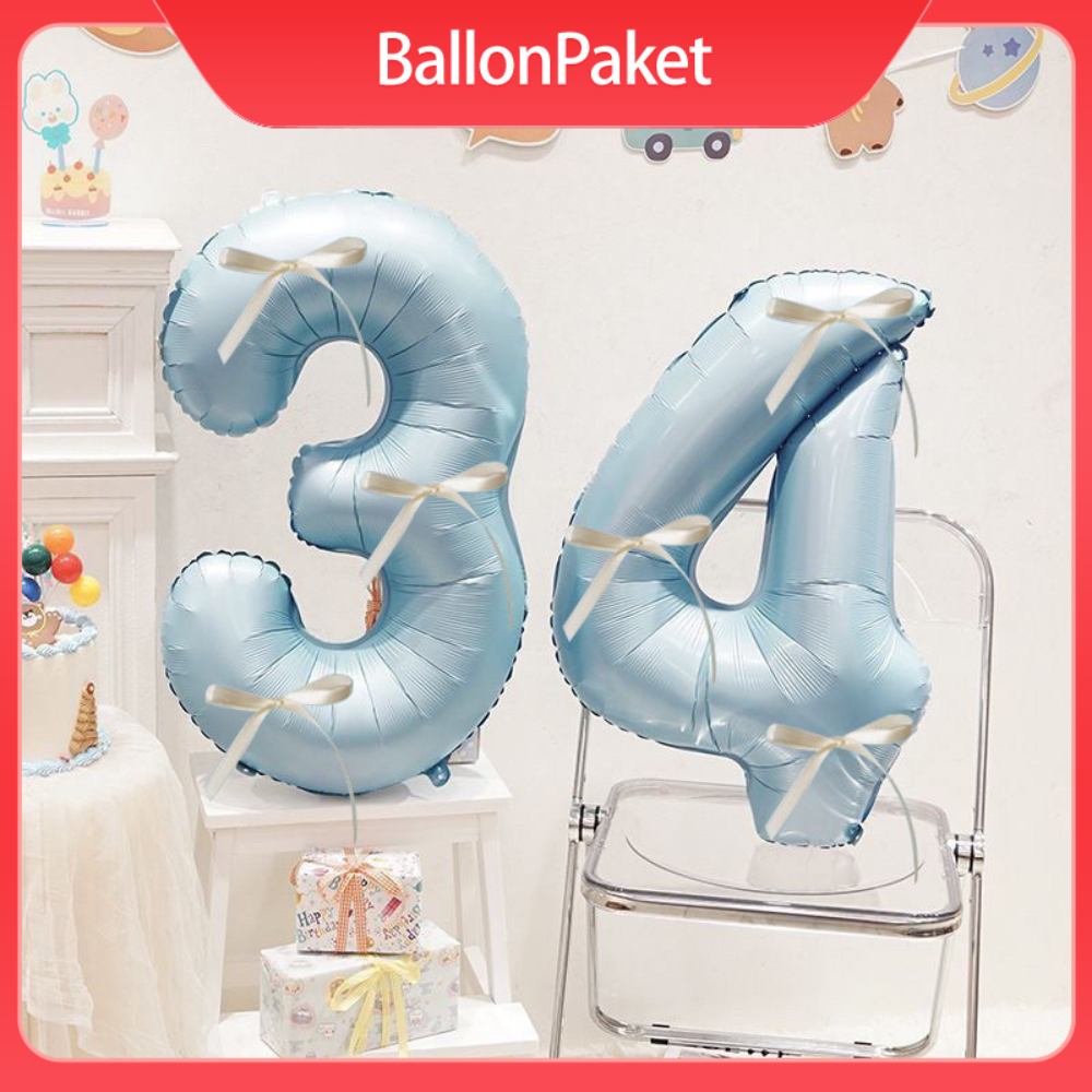 Jual Balon Foil Angka 0-9 Jumbo 80cm Warna Pastel Baby Blue 32inch ...