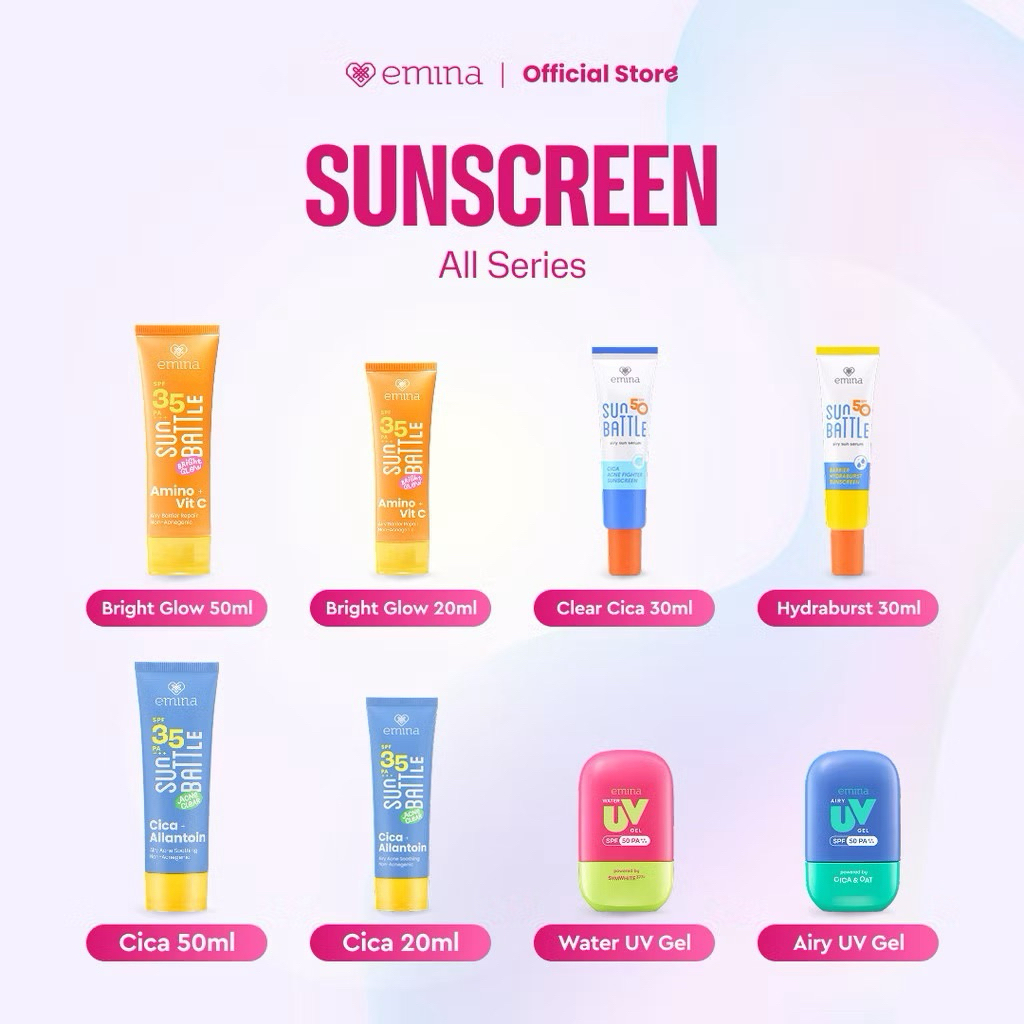 Jual Emina Sunscreen All Series / Sun Battle Bright Glow SPF35, Sun ...