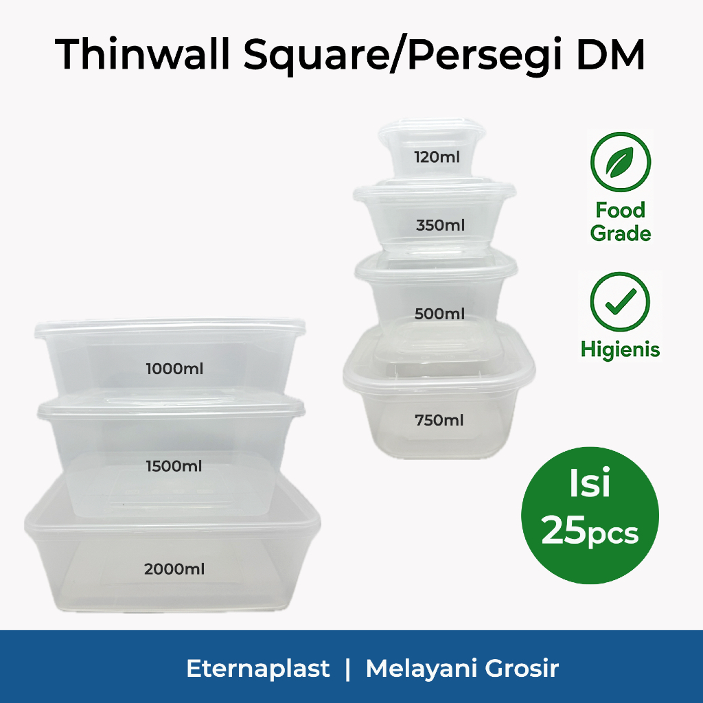 Jual (25PCS) Thinwall Square/Persegi DM | Food Container Kotak Persegi ...