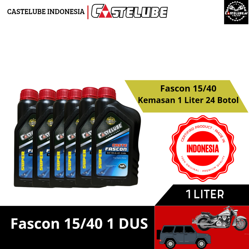 Jual 1 Dus Oli Castelube Fascon 15W 40 Kemasan 1 L isi 24 Botol ...