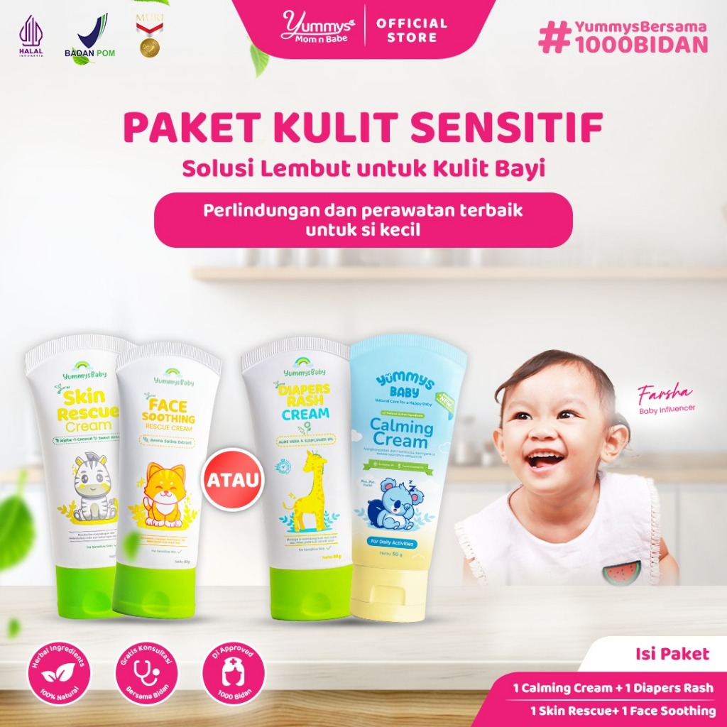 Jual YummysBaby Paket Bayi Kulit Sensitif | Skin + Face Rescue Cream ...
