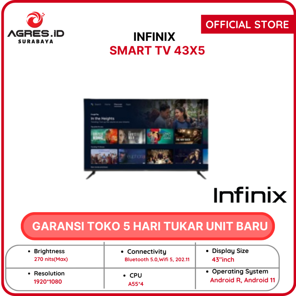 Jual INFINIX SMART TV 43X5 43 INCH FHD ANDROID DIGITAL DOLBY ULTRA SLIM ...