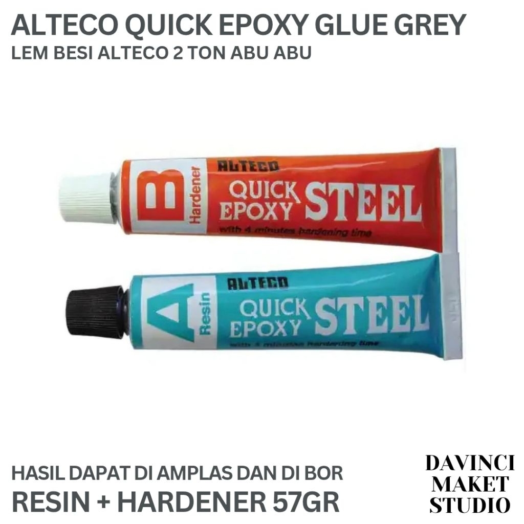 Jual (Grey) Lem Besi Epoxy 2T Alteco 2Ton 57gr - Quick Epoxy Abu Steel ...