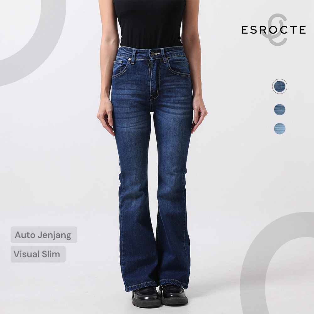 Jual ESROCTE Brielle Pants | Celana Cutbray Jeans Stretch High-Waist ...