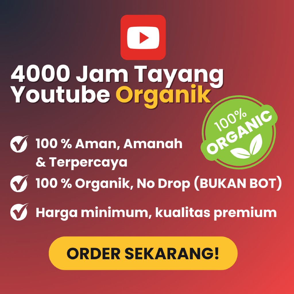 Jual Jasa Jam Tayang Youtube Monetisasi | Organik, Aman Kualitas ...