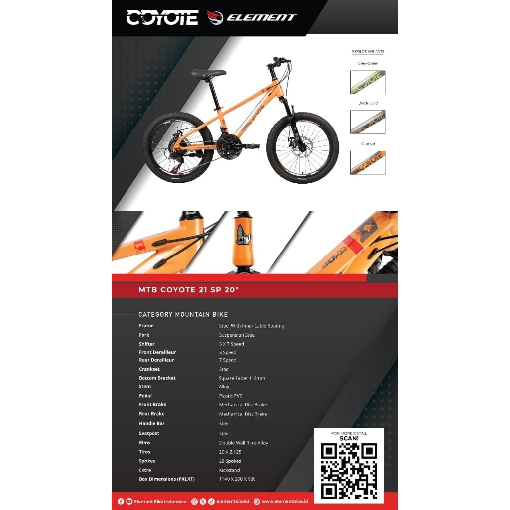 Jual sepeda 20 mtb element coyote / new phoenix dan phoenix star ...