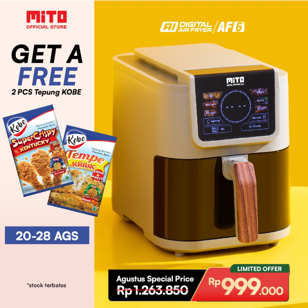 Jual MITO Air Fryer AF6 Smart AI-Fryer Digital, Low Watt, 5L Semi ...