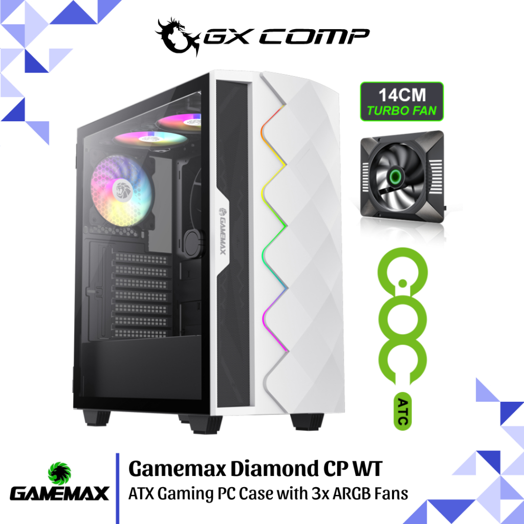 Jual Gamemax Diamond CP WT White with 4x ARGB Fan ATX Gaming PC Case ...