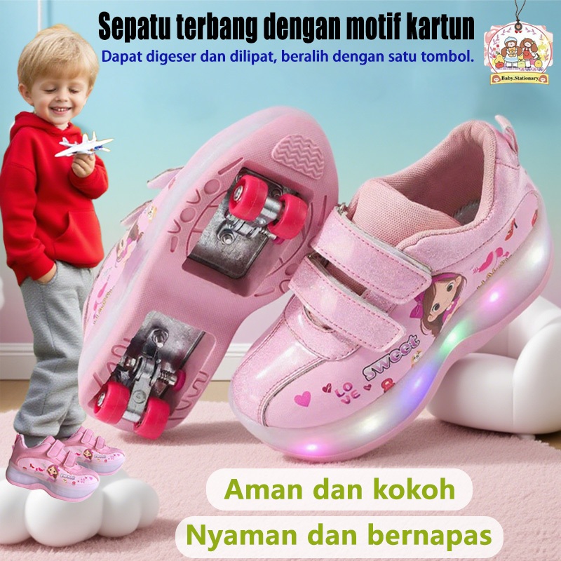 Jual Sepatu Roda 4 Roda Lipat Anak - Warna Abu-abu, Uniseks dengan Roda ...