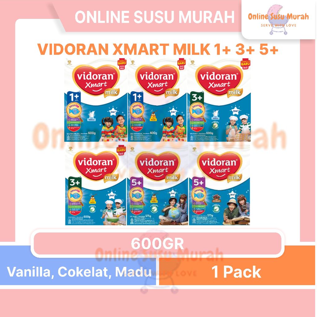 Jual VIDORAN XMART MILK 1+ 3+ 5+ 600GR 575GR VANILA MADU COKELAT TAHAP ...