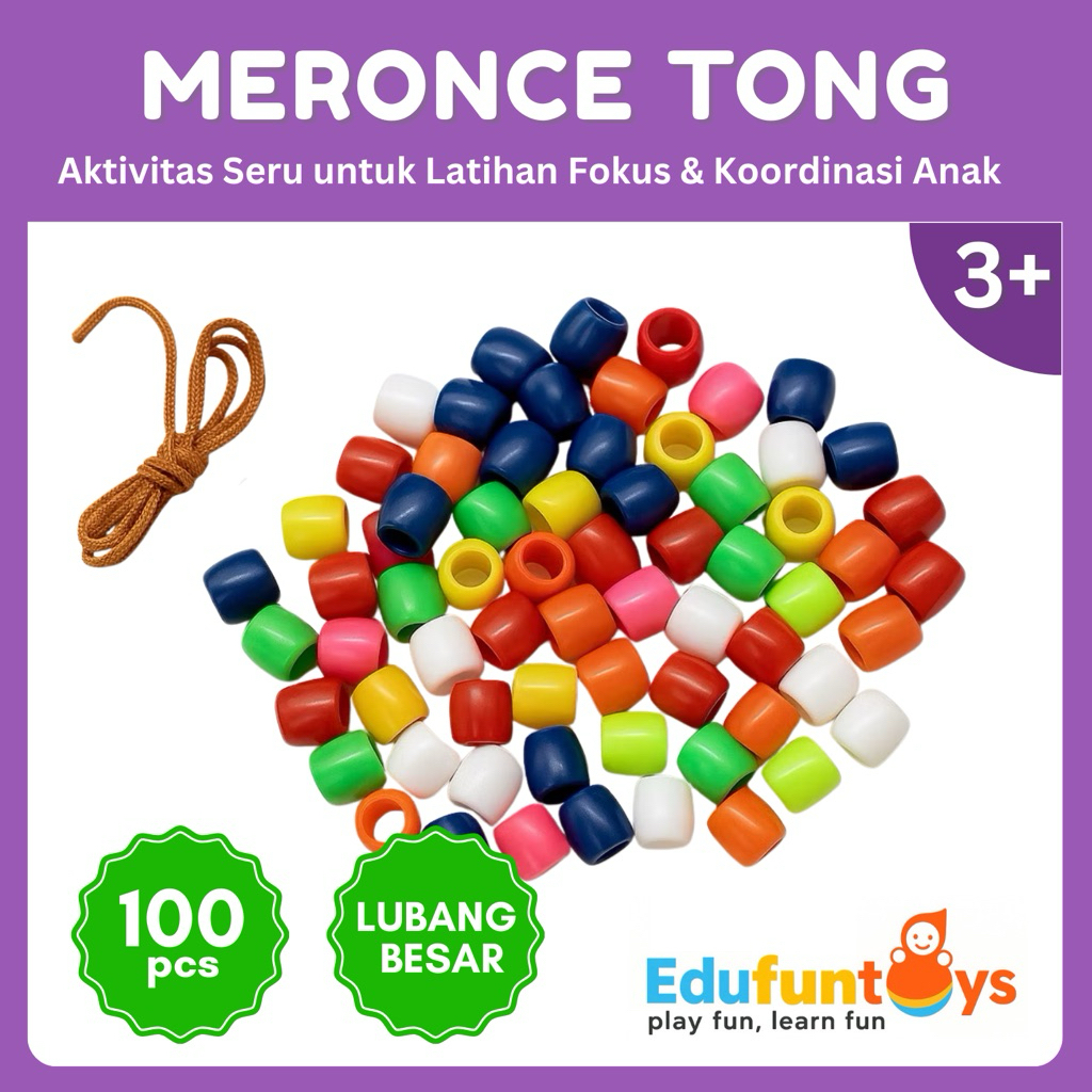 Jual EDUFUNTOYS Mainan MERONCE BAREL TONG tabung isi 100pcs / Meronce ...