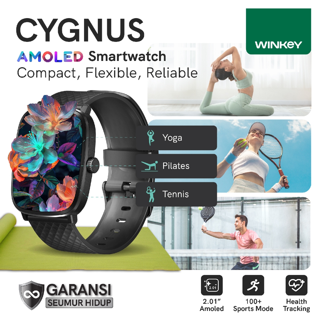 Jual Smartwatch Cygnus with Amoled Display & Bluetooth Call WINKEY ...