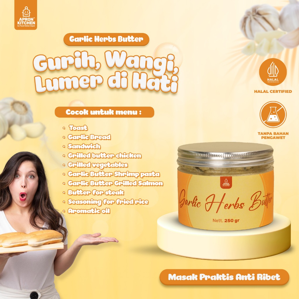 Jual Apron Kitchen Butter Garlic Herbs Spread (Mentega Olesan Roti ...