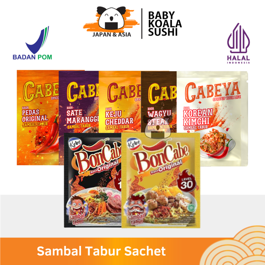 Jual KOBE BONCABE & CABEYA Sambal Tabur Halal | Pedas Level 15, 30 ...