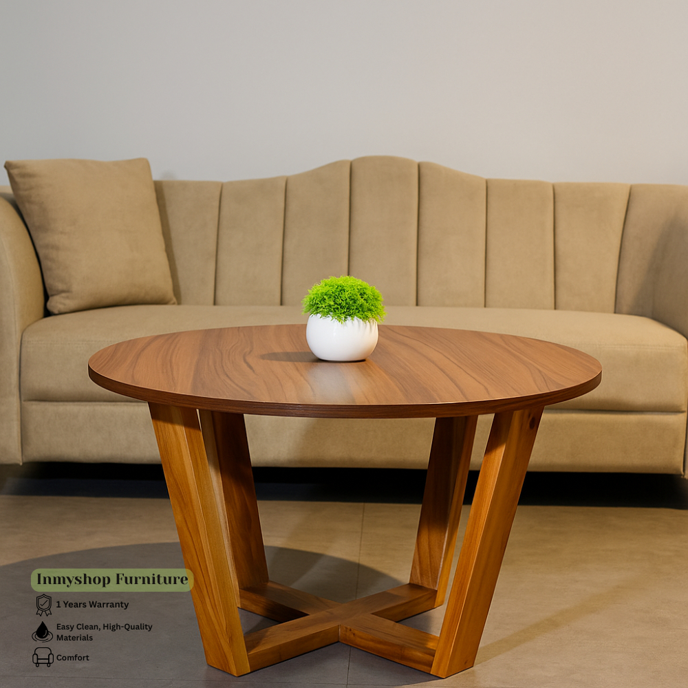 Jual table round minimalis meja kayu ruang tamu mewah simple | Shopee ...