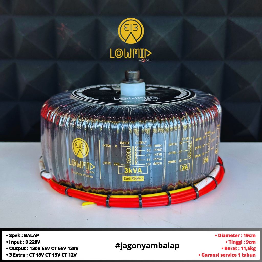 Jual Trafo Toroid Donat Merek LOWMID 3 kVA CT 100V 110V 120V 130V Seri ...