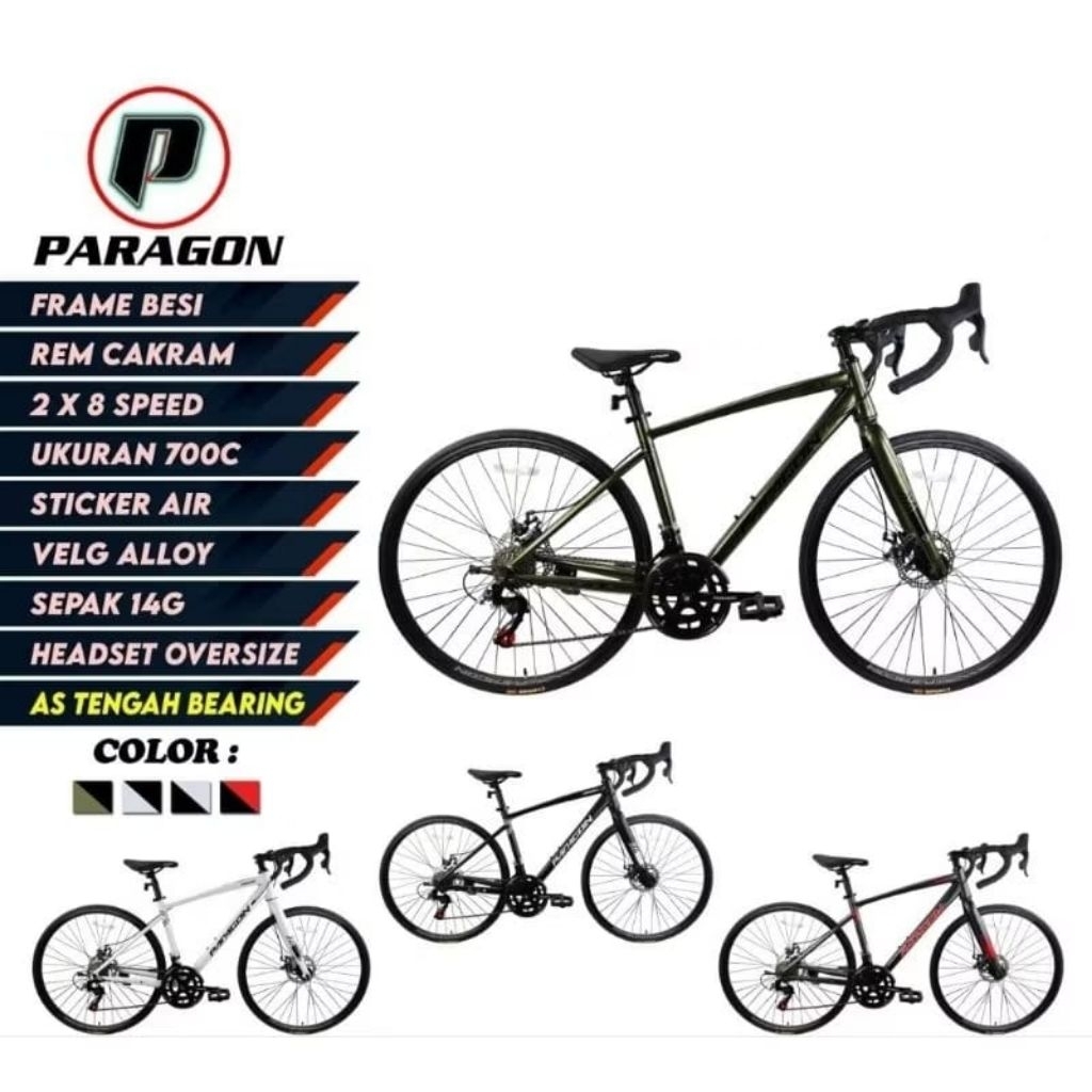 Jual SEPEDA ROAD BIKE PARAGON R600 2X8SP | Shopee Indonesia