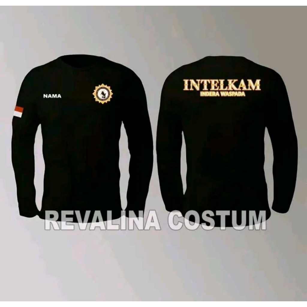 Jual Kaos Lengan Panjang Intelkam Desain Tulisan | Free Nama Dada ...