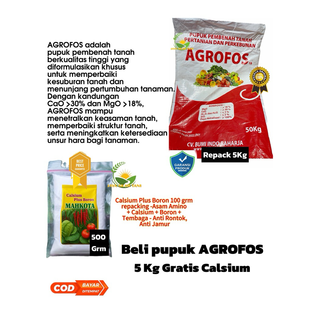 Jual AGROFOS 5Kg – Pupuk Pembenah Tanah + Gratis Calcium Plus Boron ...