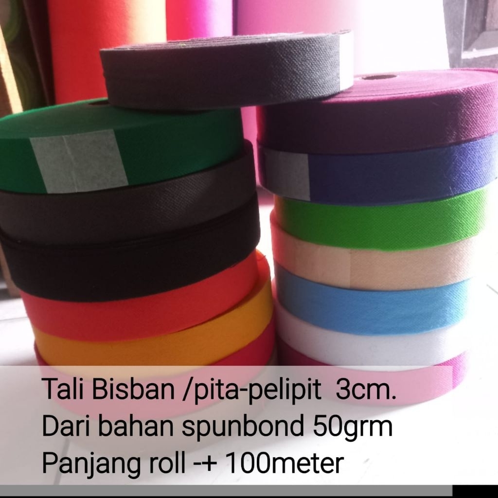 Jual Tali bisban/ pita /pelipit 3cm, bahn spunbond 50 grm panjang ...