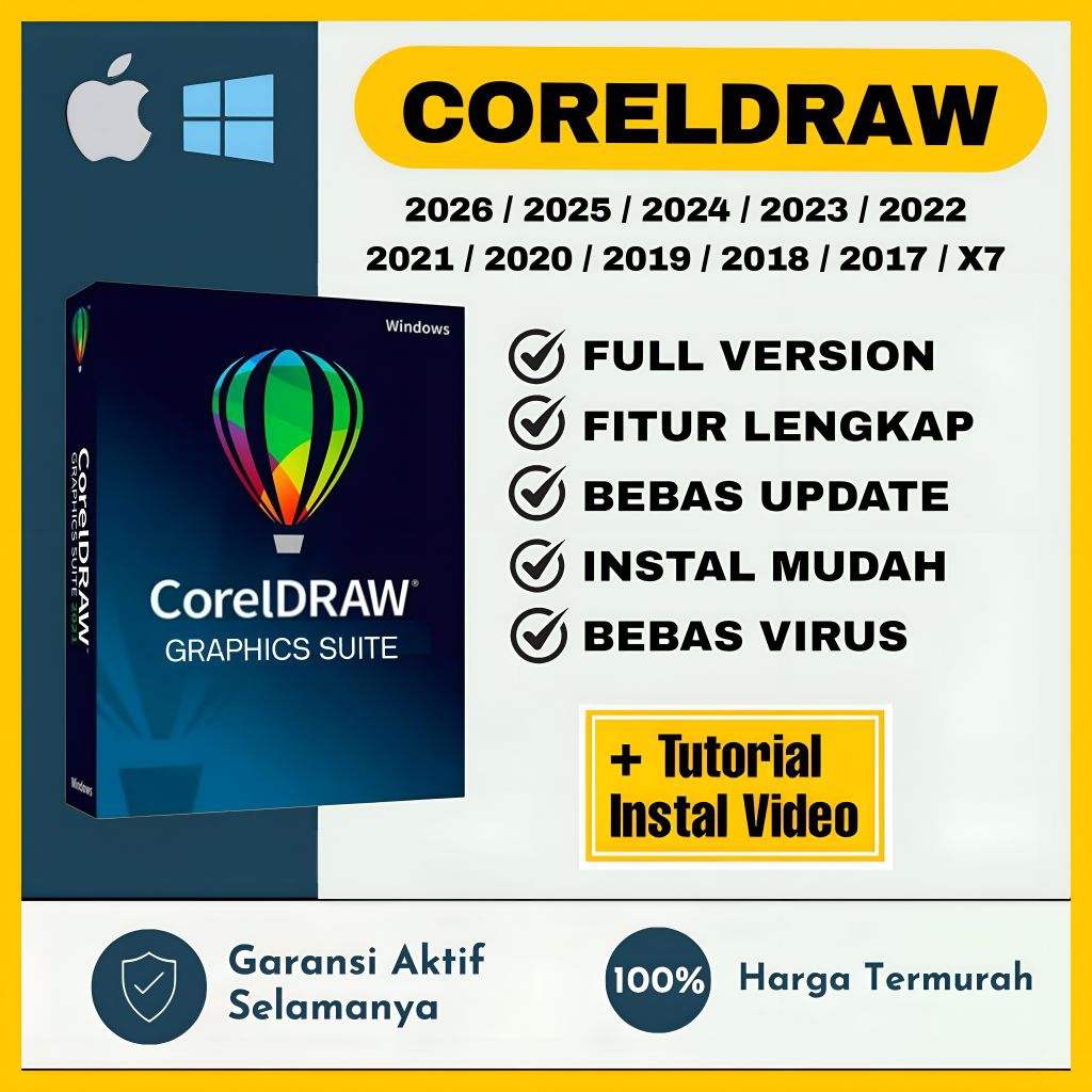 Jual CorelDRAW 2026 - X7 Full Version Lifetime Permanen Windows & Mac Os | Tersedia Versi 2026 ...