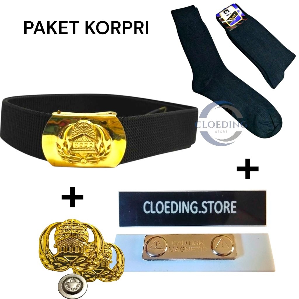 Jual Paket Atribut Korpri/Papan Nama Akrilik/Sabuk Korpri Kuningan/Kaos ...