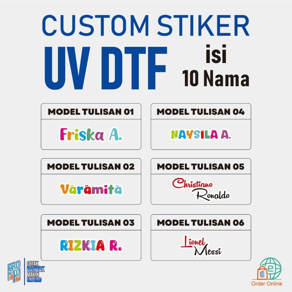Jual pronto printing Stiker Label UV Siap Pasang Free Custom Nama Tahan ...