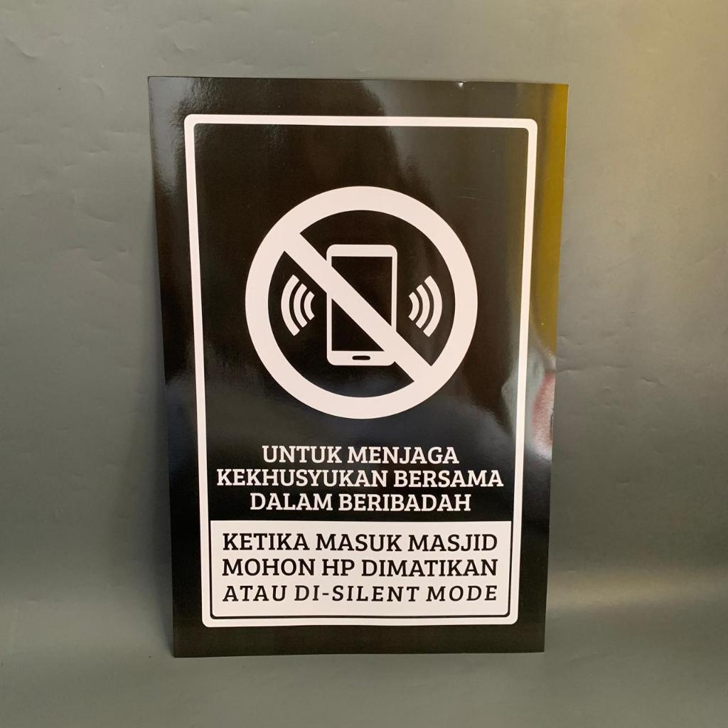 Jual Poster Ibadah - Poster Ketika Masuk Masjid HP Di Matikan ( Hitam ...