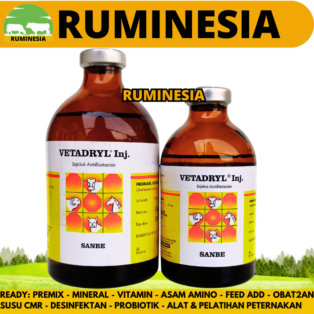 Jual VETADRYL INJ 50ML VETADRYL INJ 100ML - Obat Hewan Antihistamin ...