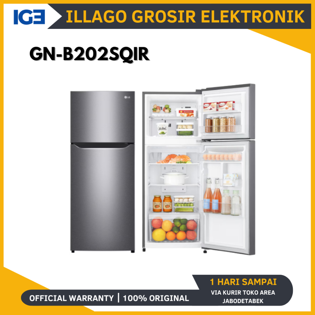 Jual LG Kulkas 2 Pintu 202L Non Inverter GNB202SQIR | Shopee Indonesia