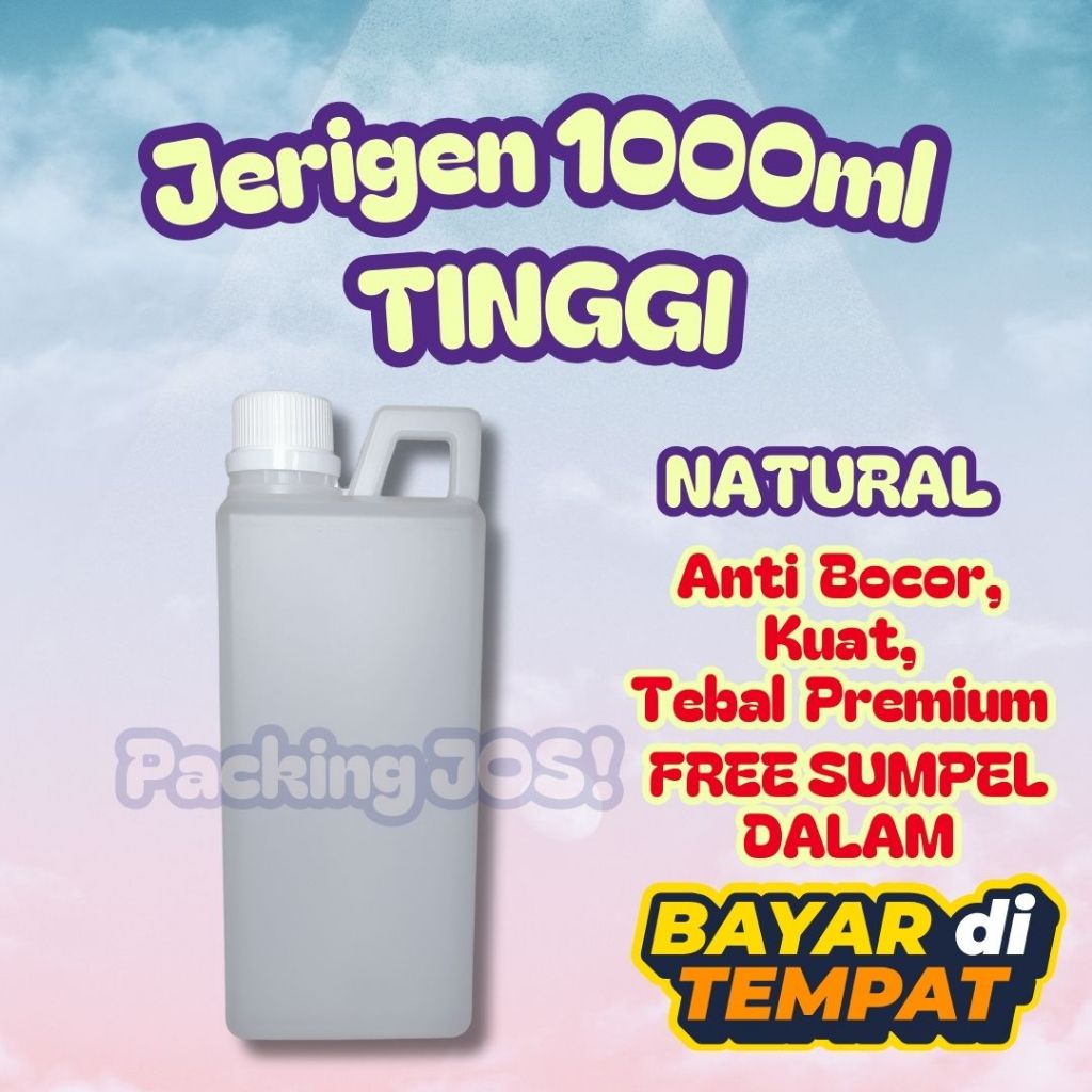 Jual Jerigen 1 Liter Tinggi Natural / Jerigen 1 Liter Tutup Segel ...