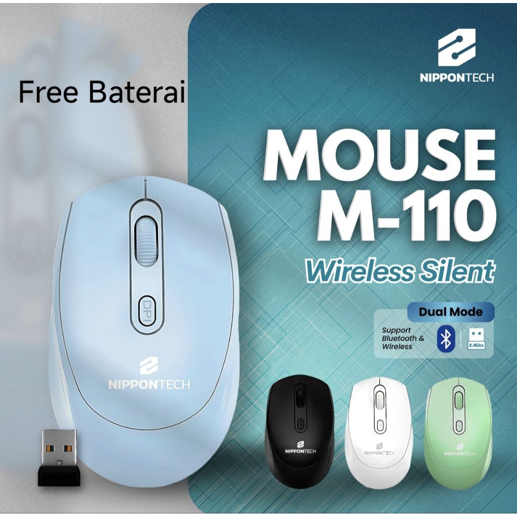Jual Mouse Wireless dan Bluetooth Nippontech M-110 Silent Click Free ...