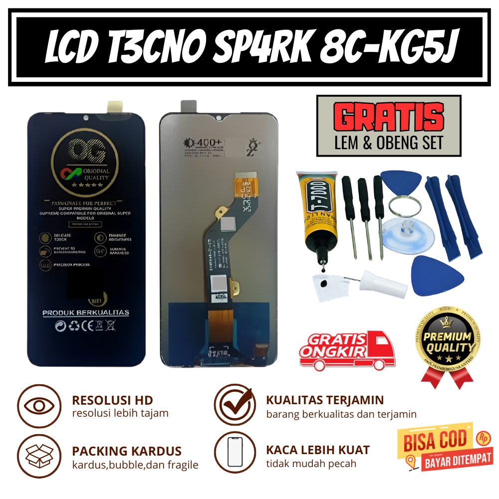 Jual LCD TECNO SPARK 8C-KG5J ORIGINAL + TOUCHSCREEN || GRATIS 1 SET ...