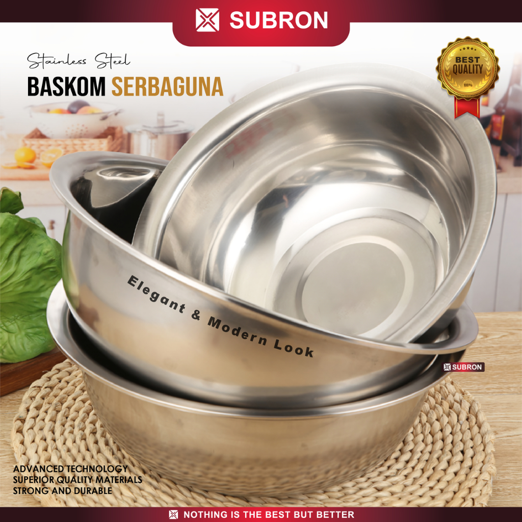 Jual SUBRON Baskom 28CM 30CM 32CM 36CM 38CM 40CM Stainless Wadah ...