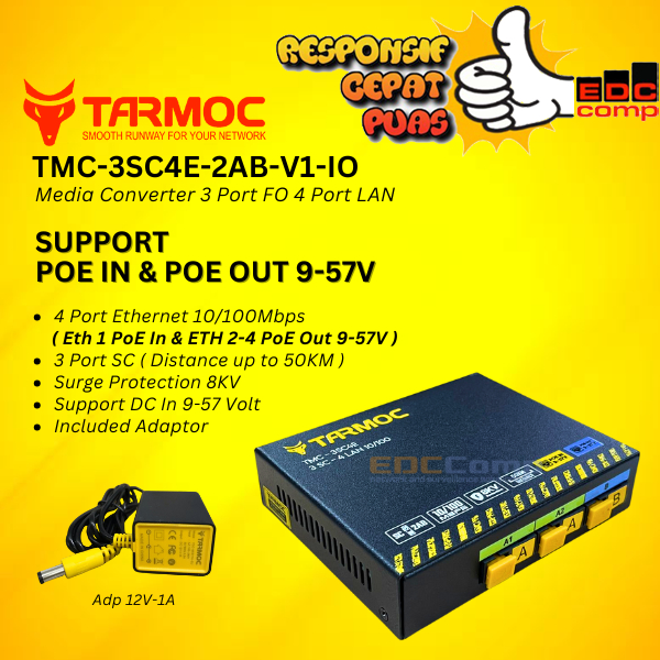 Jual Tarmoc TMC-3SC4E-2AB-V1-IO | Media Converter 3 FO 4 LAN / 3FO 4LAN ...