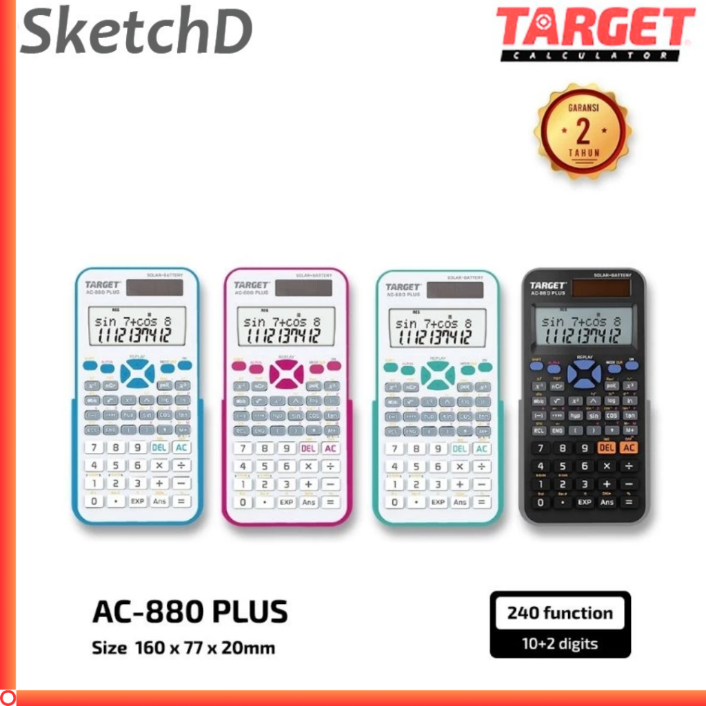 Jual Kalkulator ilmiah 240 fungsi Target AC 880 Scientific Calculator ...