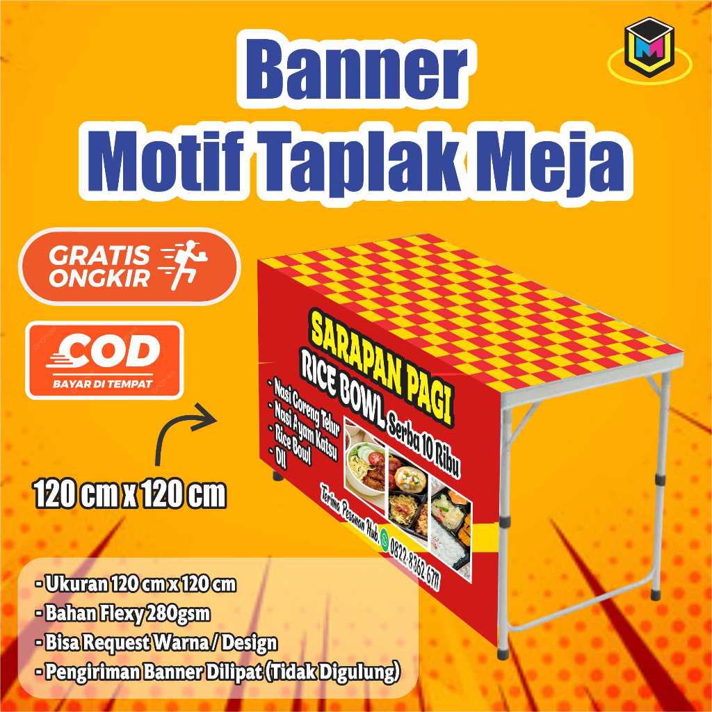 Jual Taplak Meja Spanduk Custom | Banner Meja Stand Custom | Spanduk ...