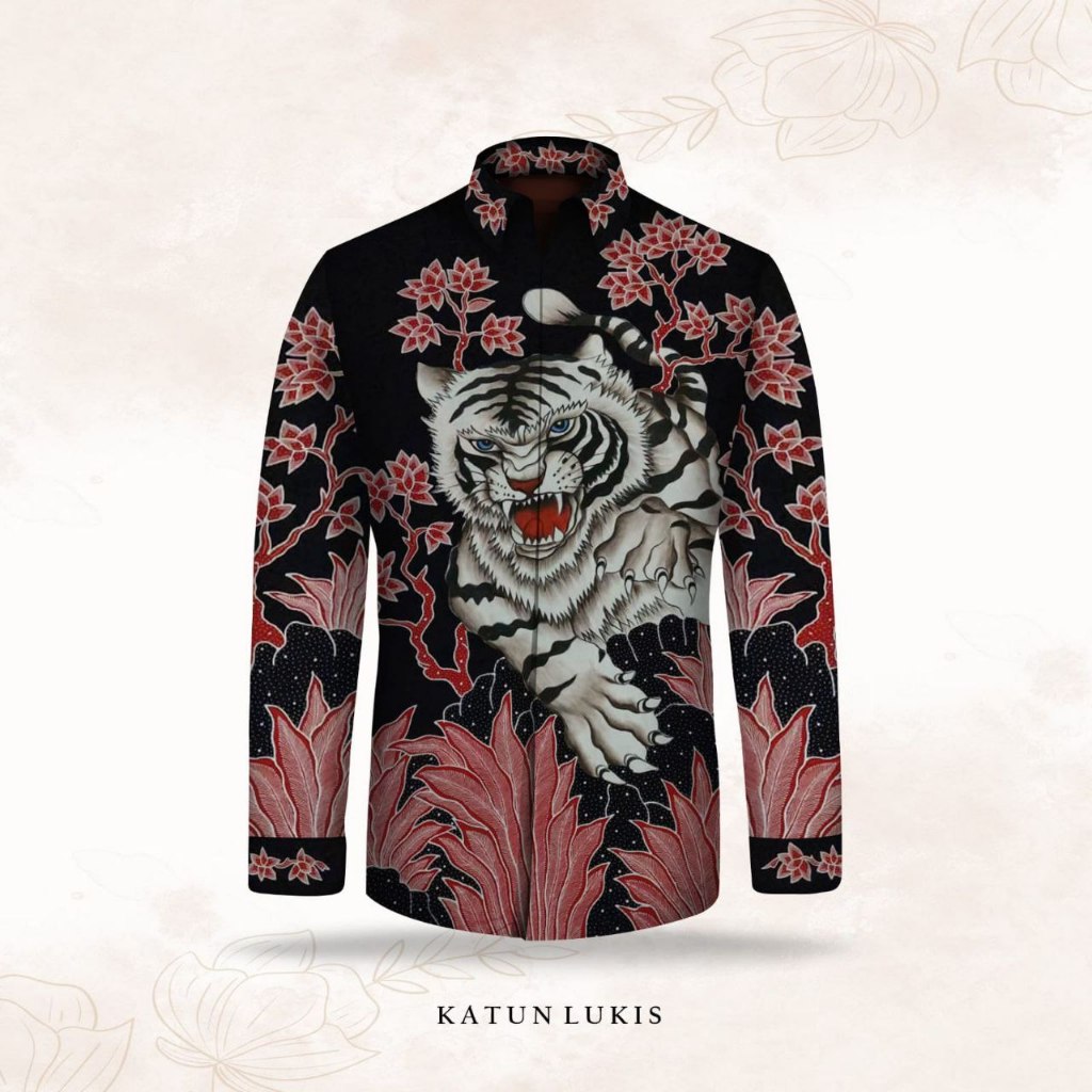Jual Kain batik tulis katun 3D motif macan lukis pola kemeja premium ...