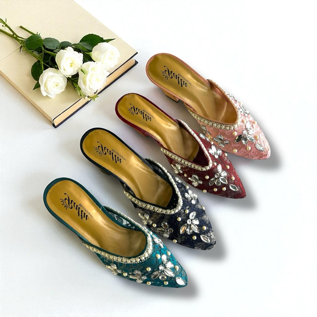 Jual Ready stok Sepatu heels 5cm payet mewah swarowsky / sepatu ...