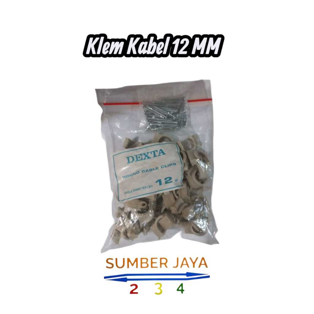 Jual KLEM KABEL 12 MM PAKU BETON DINDING ISI 40 PCS / KLIP KABEL PAKU ...