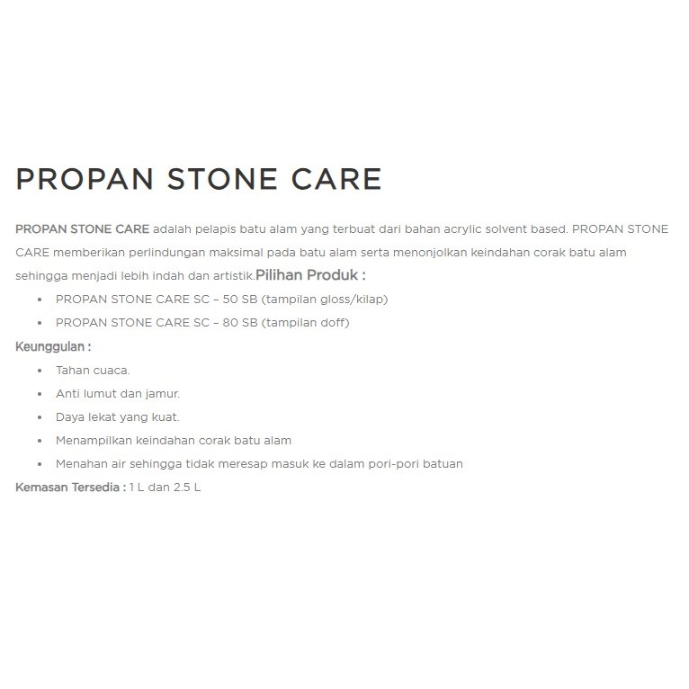 Jual PROPAN STONE CARE Coating Pelapis Batu Alam Solvent Based 1 LITER ...