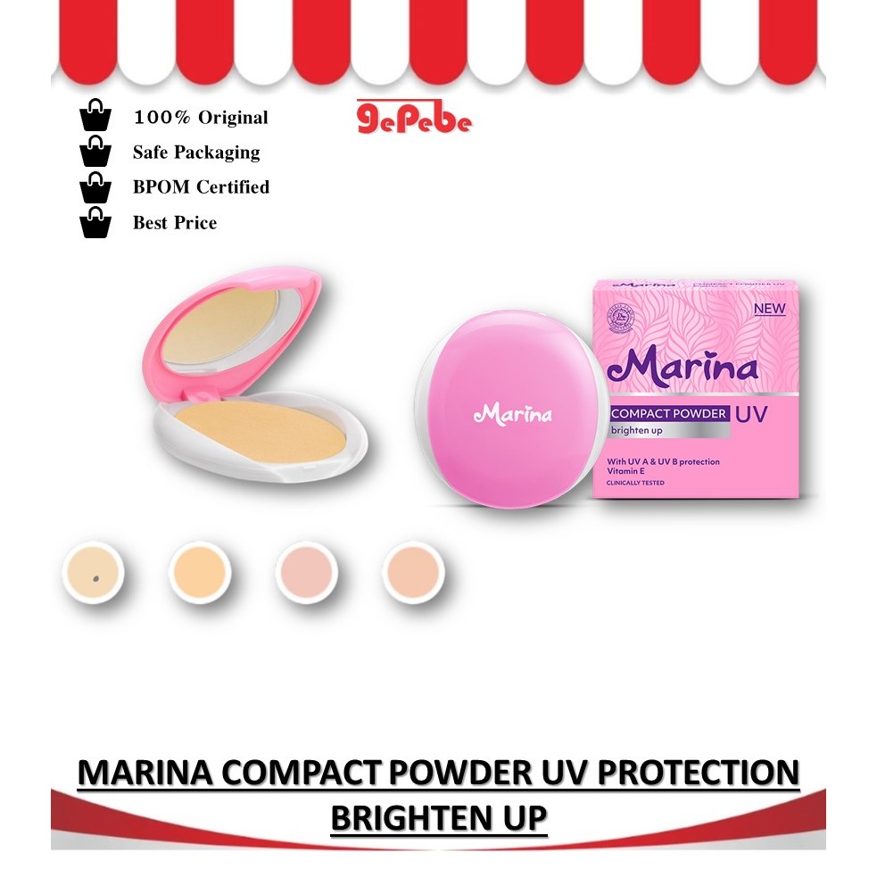Jual Marina Compact Powder UV Protection Brighten Up - Bedak Padat ...