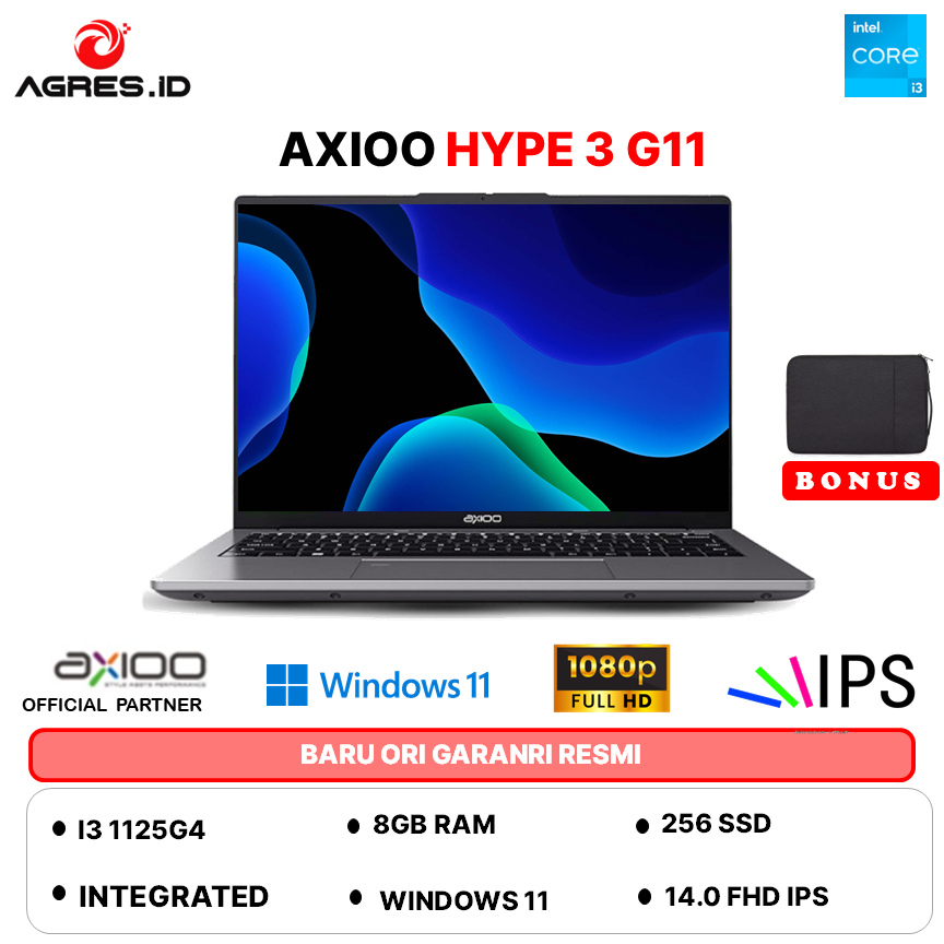 Jual AXIOO HYPE 3 G11 I3 1125G4 8GB 256GB W11+OFFICE PERMANEN 14.0FHD IPS HDMI GRY GARANSI RESMI ...