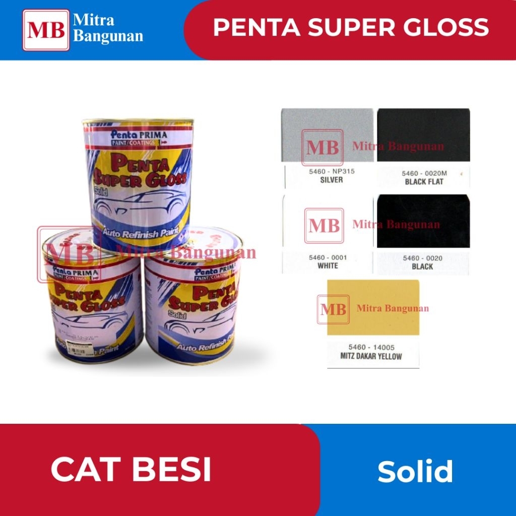 Jual PENTA SUPER GLOSS WARNA SOLID UKURAN 1KG PUTIH, HITAM KILAT, HITAM ...