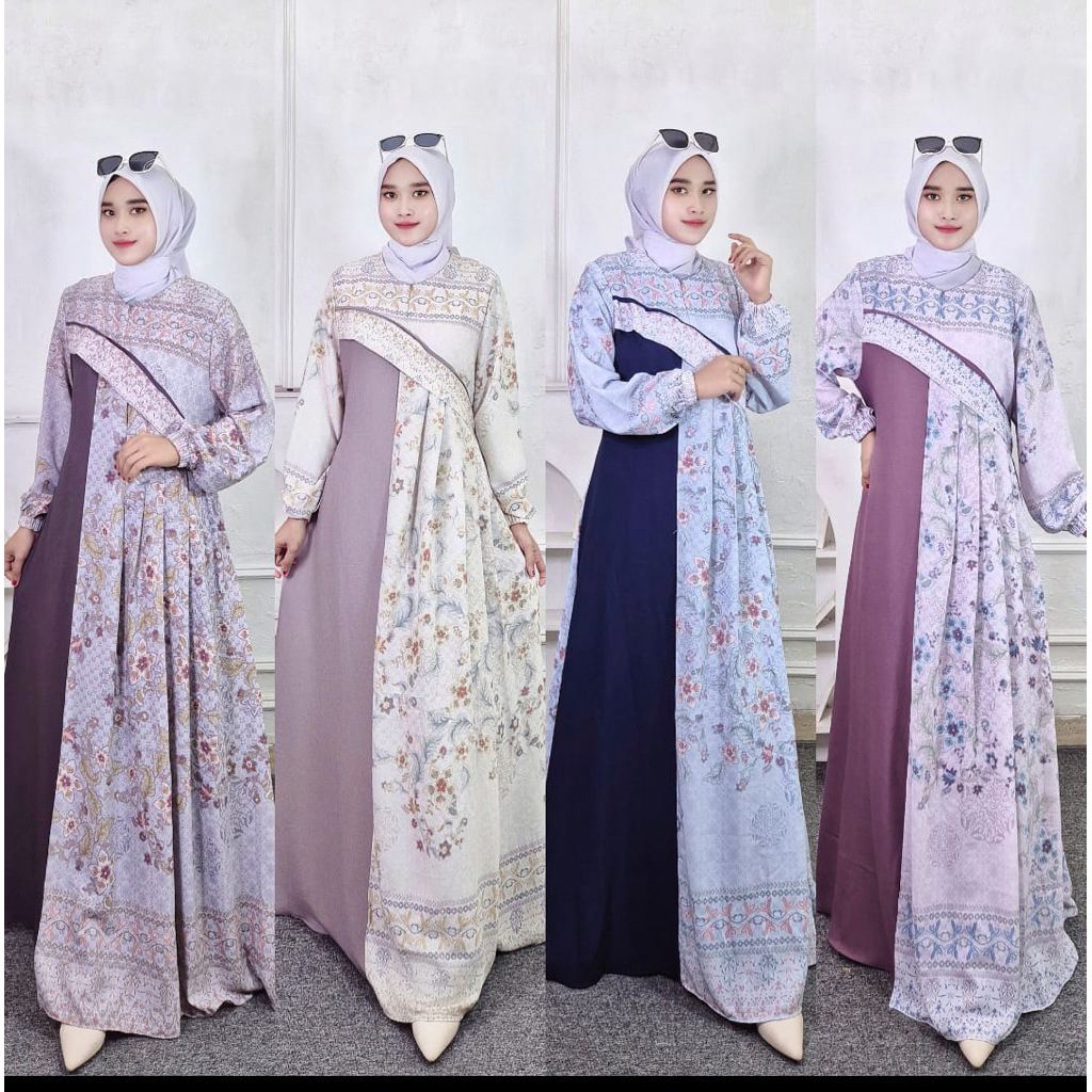 Jual Gamis aurora motif bunga fashion muslim bahan lionel Richie ...