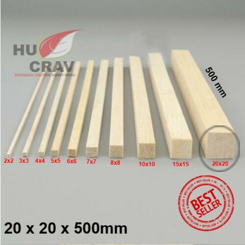 Jual Kayu Balsa Stik 20x20x500 / 2x2x50cm Kayu Balsa Kerajinan / Kayu ...