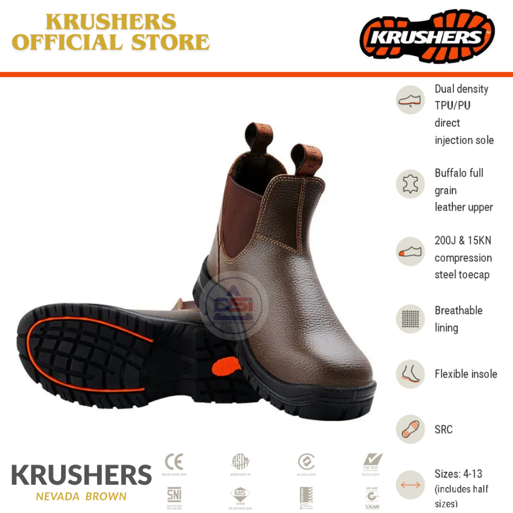 Jual Sepatu Safety Krushers Nevada Brown Original - Krushers Safety ...