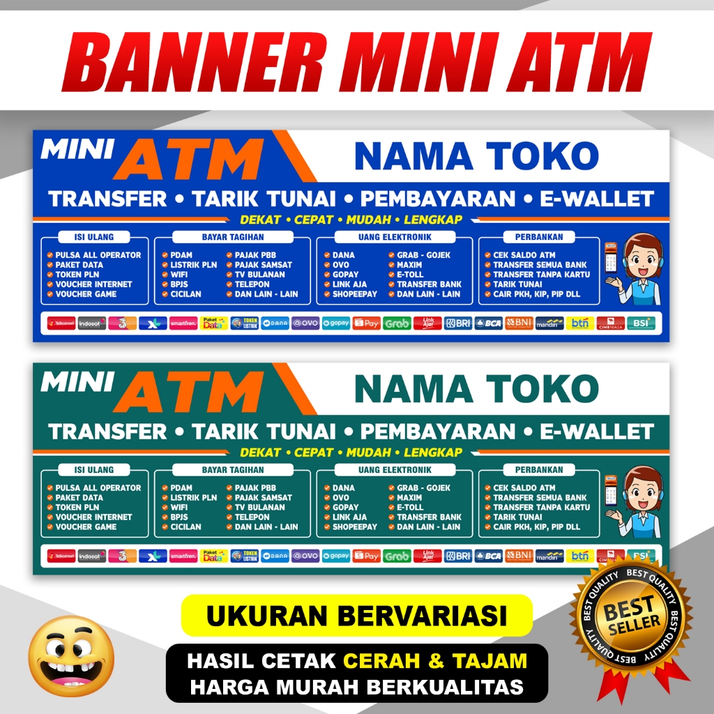 Jual Spanduk Banner Mini ATM BRILINK Konter Pulsa Ewallet Ukuran Jumbo ...