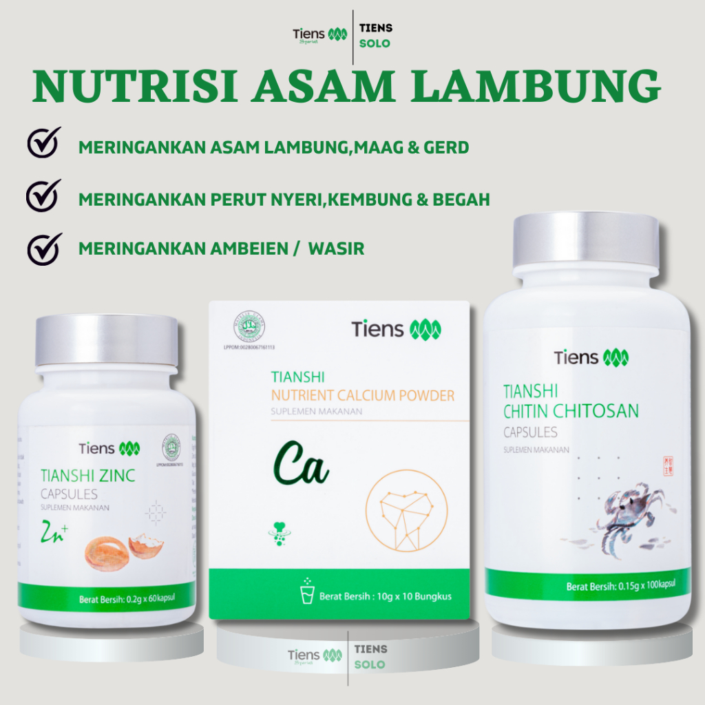 Jual Paket Nutrisi Herbal Asam Lambung & Gerd (Tianshi Zinc+Chitin ...