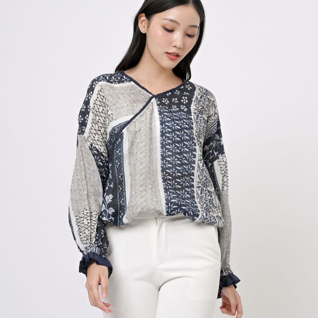 Jual Glory Ramie Blouse – Atasan Wanita Cheongsam Modern Motif Batik ...